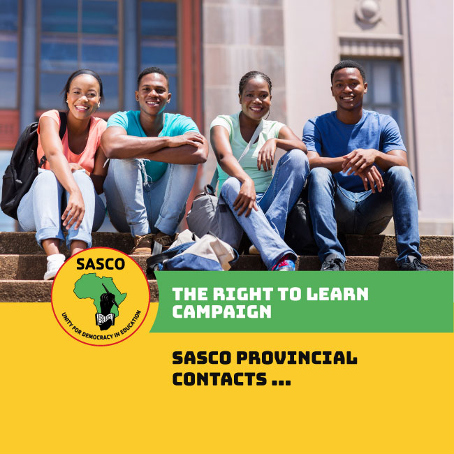 SASCO Provincial Leaders Contact Details. - SASCO