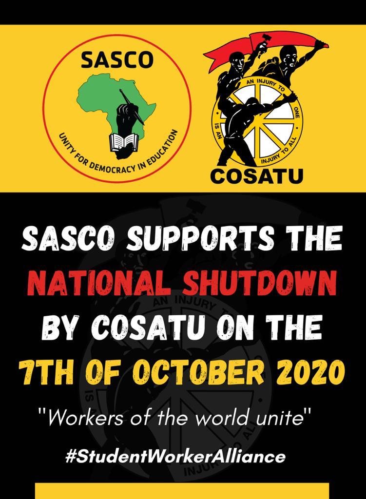 SASCO SUPPORTS THE COSATU NATIONAL DAY OF ACTION - SASCO